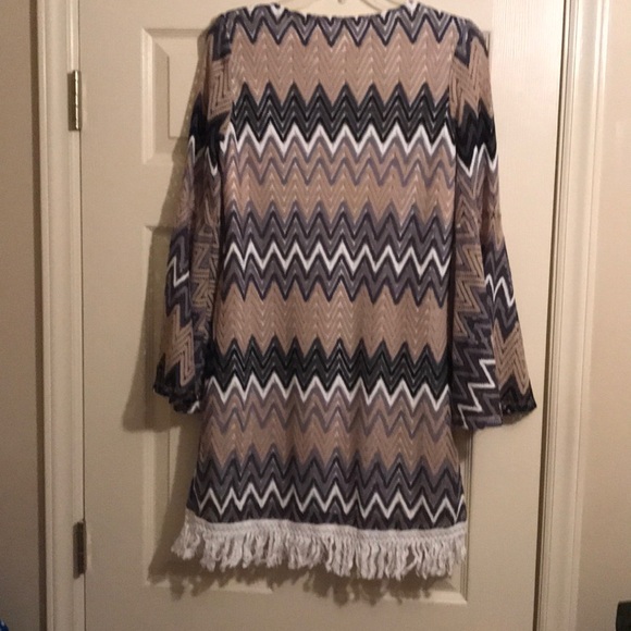 Tacera | Dresses | Tacera Chevron Dress With Fringe | Poshmark